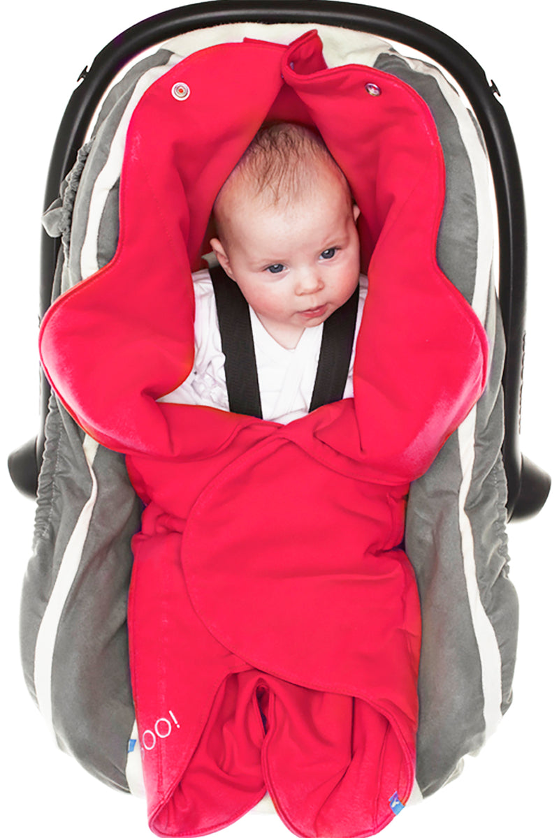 Cotton baby blanket with pouch pocket and and velcro closure in red ...